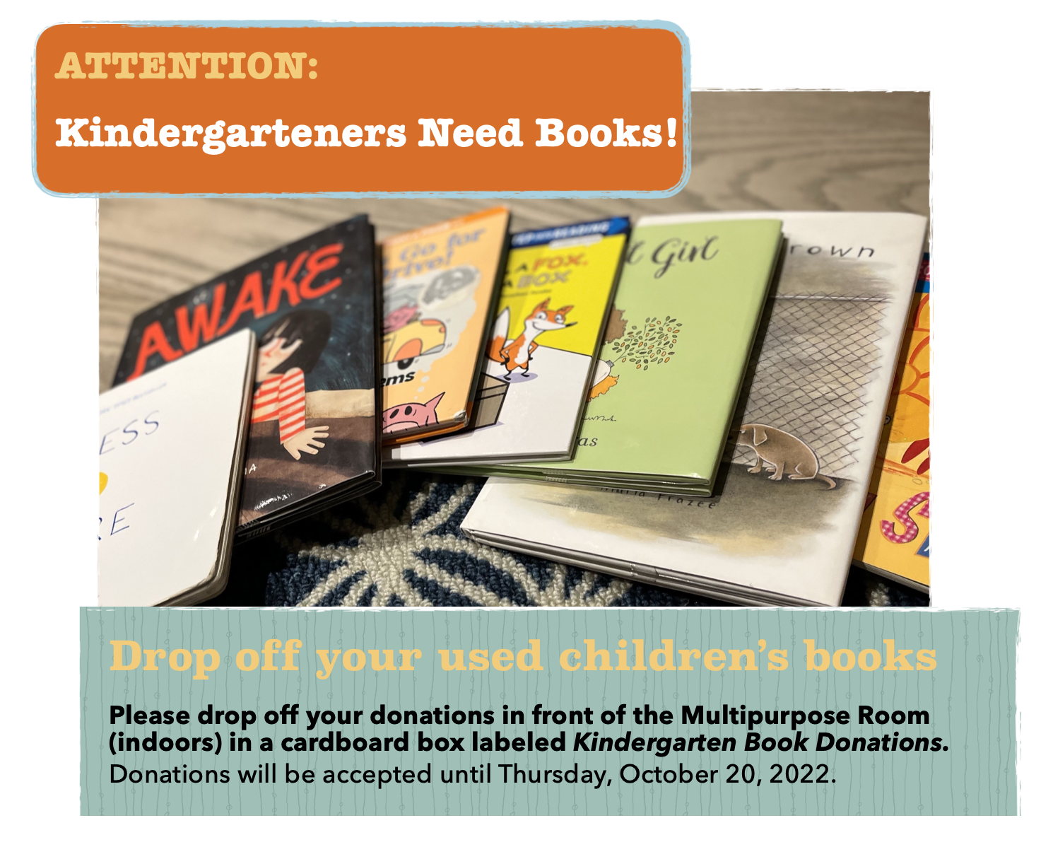 Kindergarten Book Drive – Norma Rose Point Elementary School Parents ...